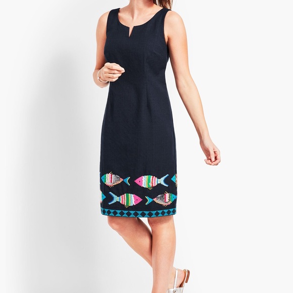 Talbots | Dresses | Talbots Blue Summer Fish Dress | Poshmark